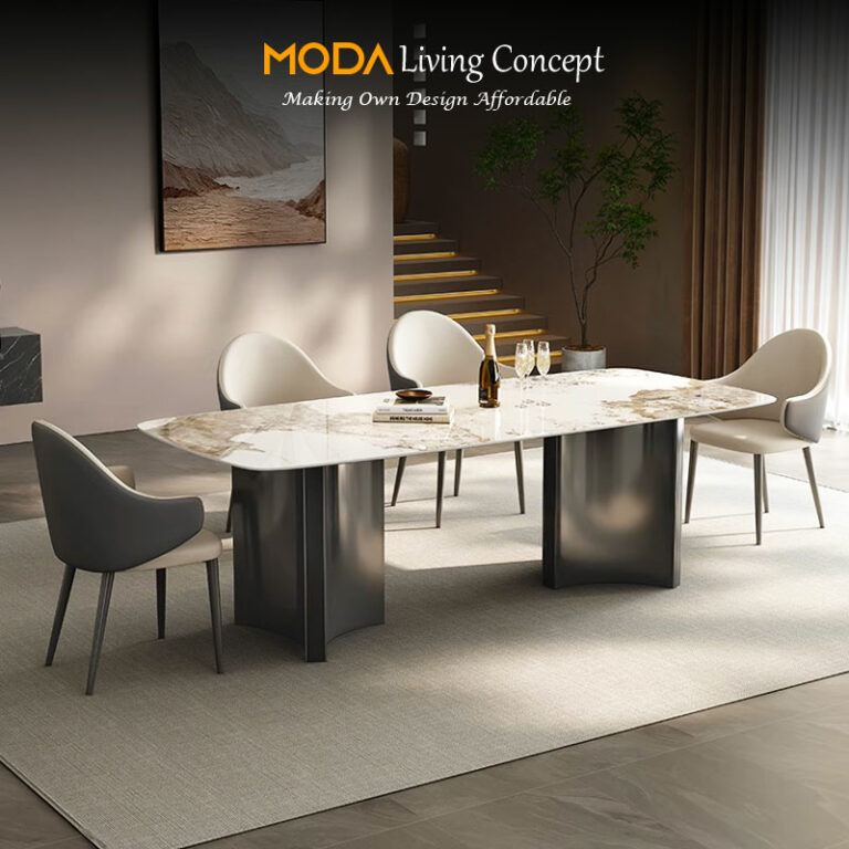 Italy Grey Natural Marble Round Dining Table - Moda Living Concept